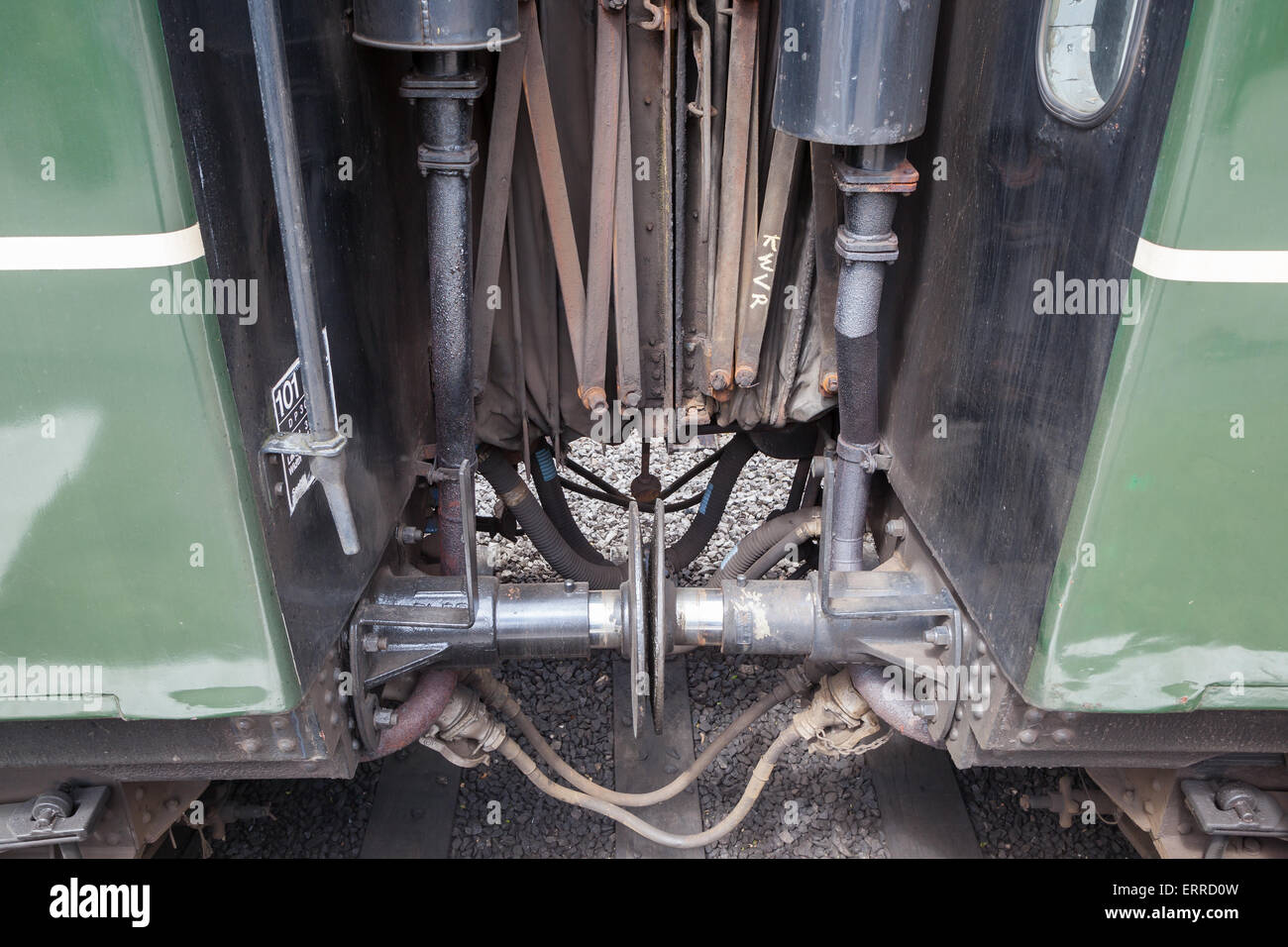 The connection between two carriages of a diesel multiple unit on the ...