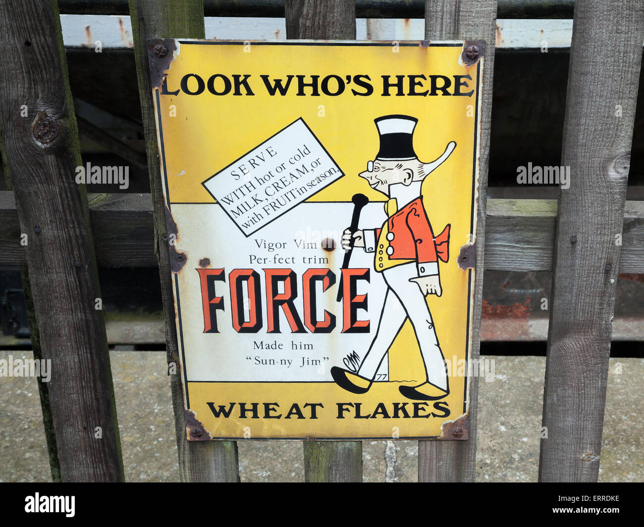 A historic advertising sign on display at Oakworth station on the ...
