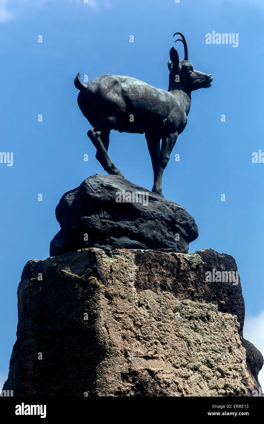 Karlovy Vary. The symbol of the spa is chamois, a bronze statue stands ...
