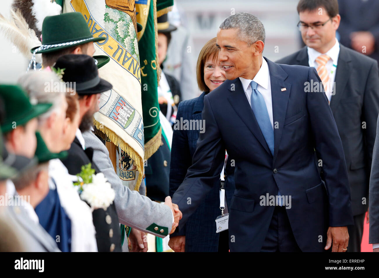 Munich, Germany. 07th June, 2015. Barack Obama arriving with Air Force ...