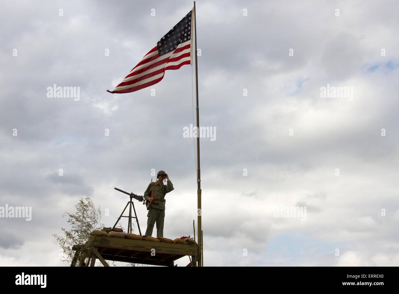 Reading, PA, USA - June 6, 2015 : American WWII GI on observation post ...