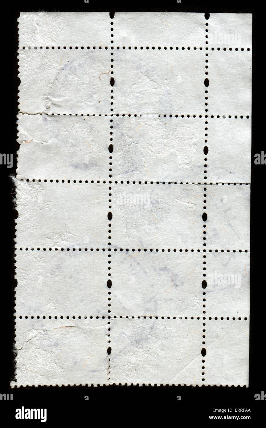 The reverse side of a postage stamp Stock Photo - Alamy