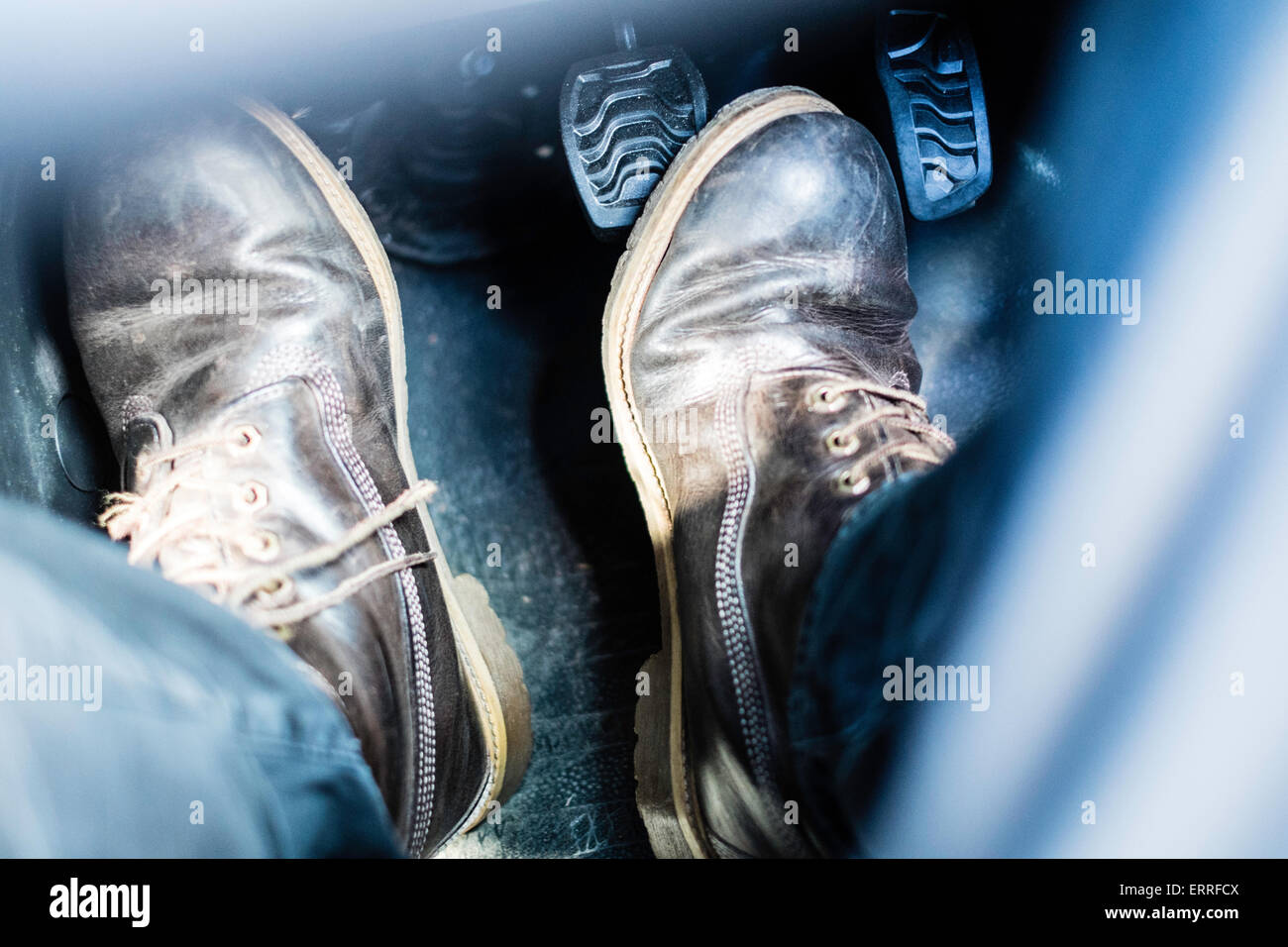 driving foot gas van car foot feet Stock Photo - Alamy