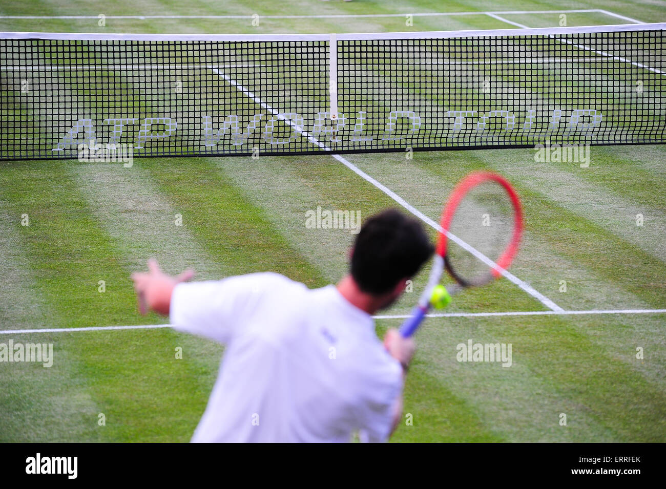 Stuttgart, Germany. 7 June, 2015. A player returns the ball during an ...