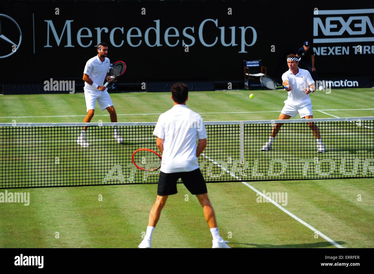 Stuttgart, Germany. 7 June, 2015. An exhibition match at Mercedes Cup ...