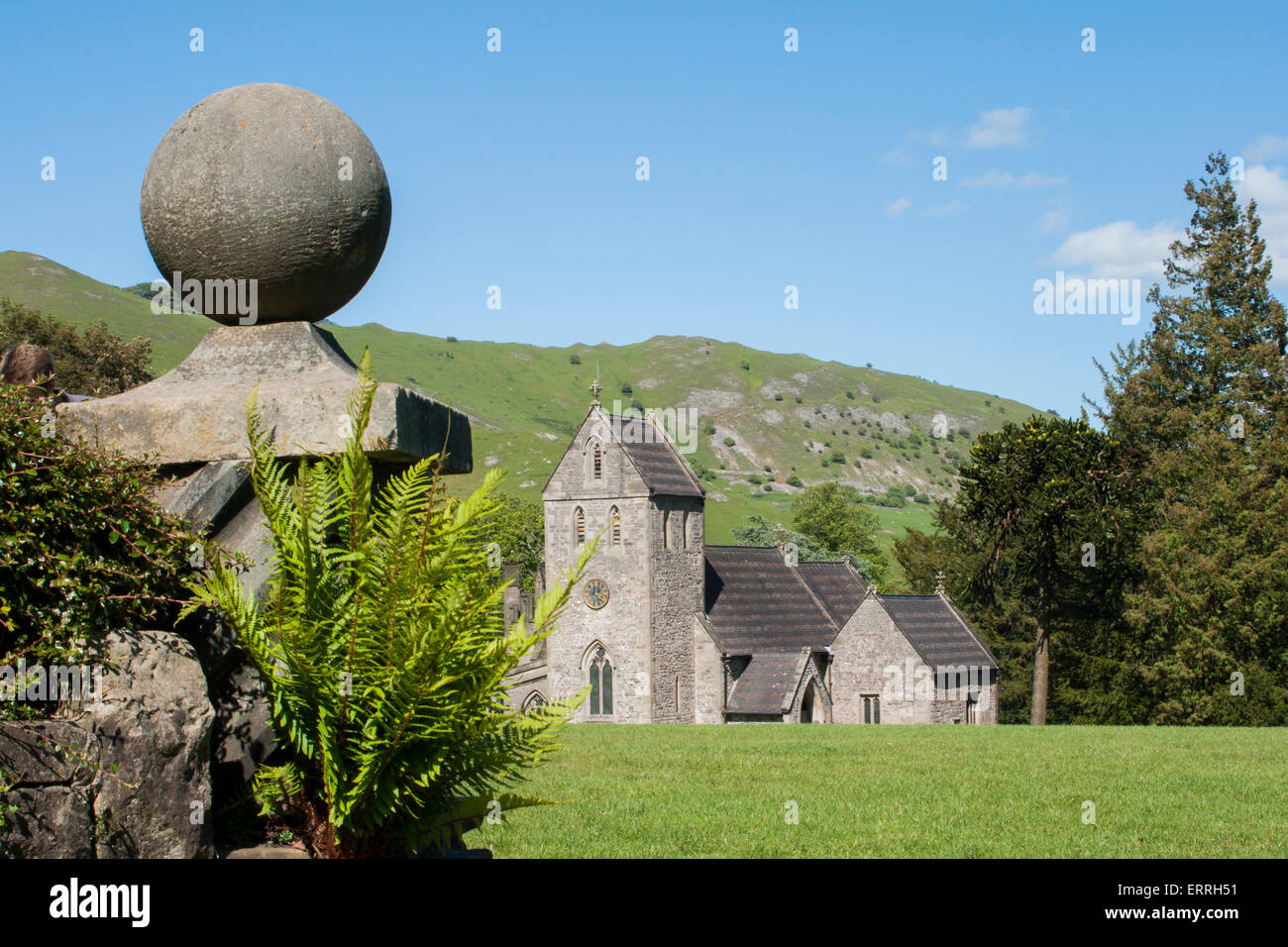Church of the Holy Cross, viewed from the grounds of Ilam Hall, Ilam ...