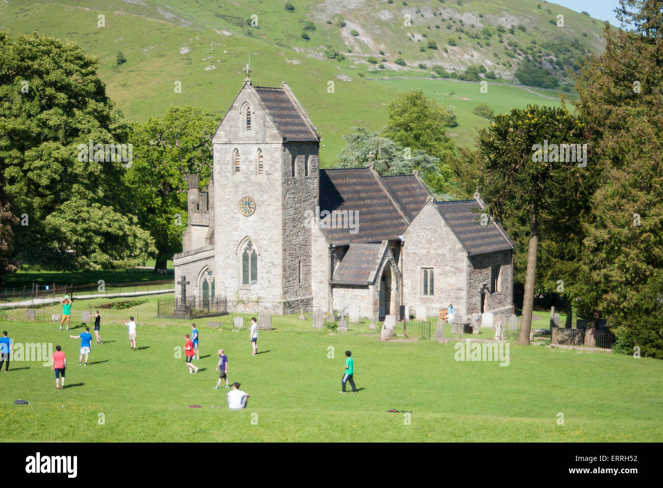 Church of the Holy Cross, viewed from the grounds of Ilam Hall, Ilam ...