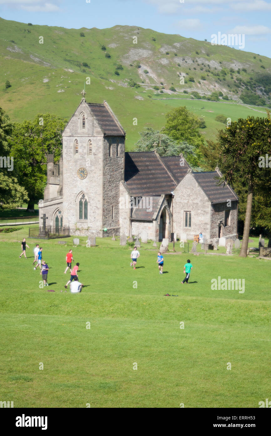 Church of the Holy Cross, viewed from the grounds of Ilam Hall, Ilam ...