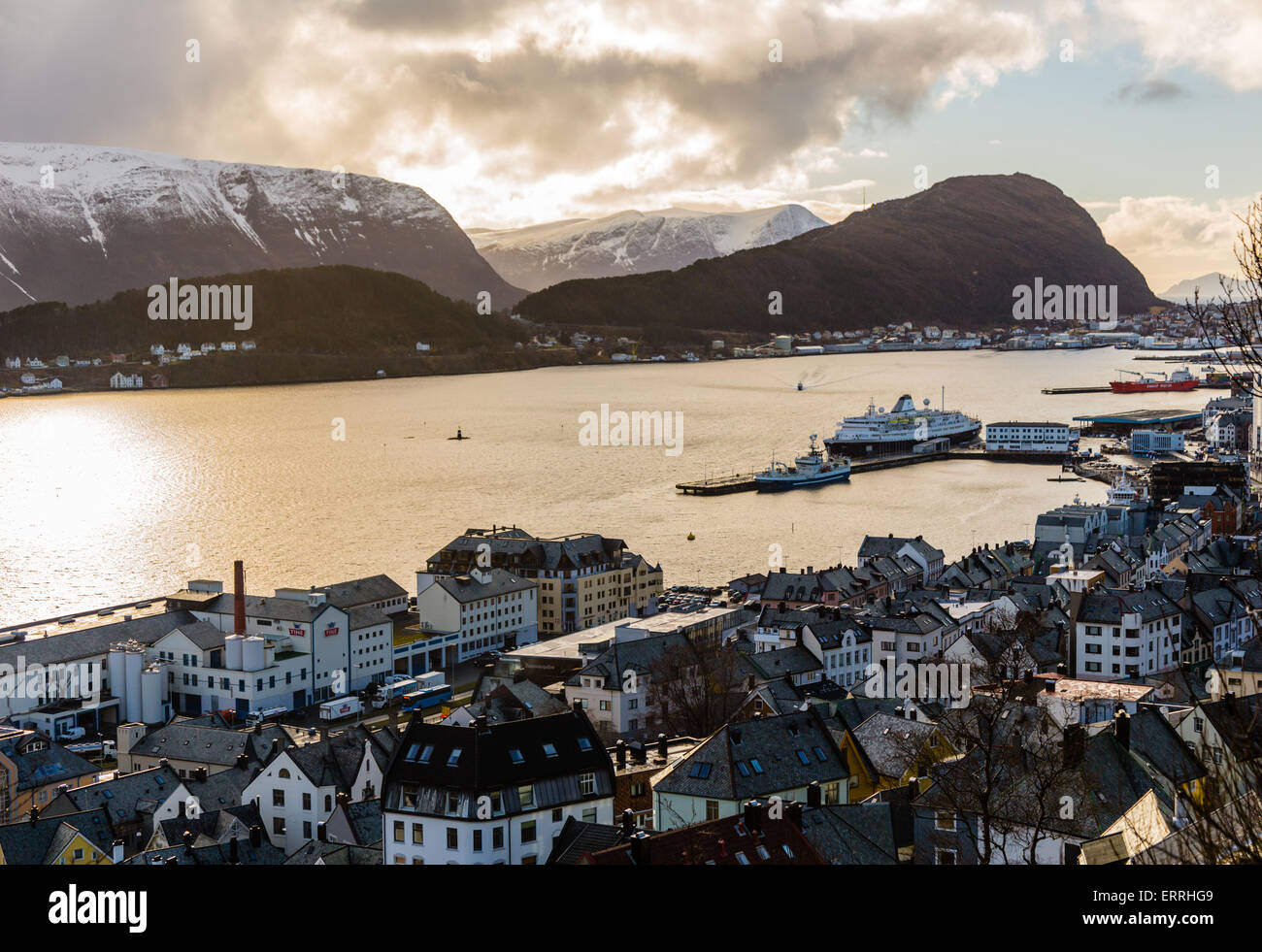 A view of Alesund in Norway from the Aksla viewpoint Stock Photo - Alamy