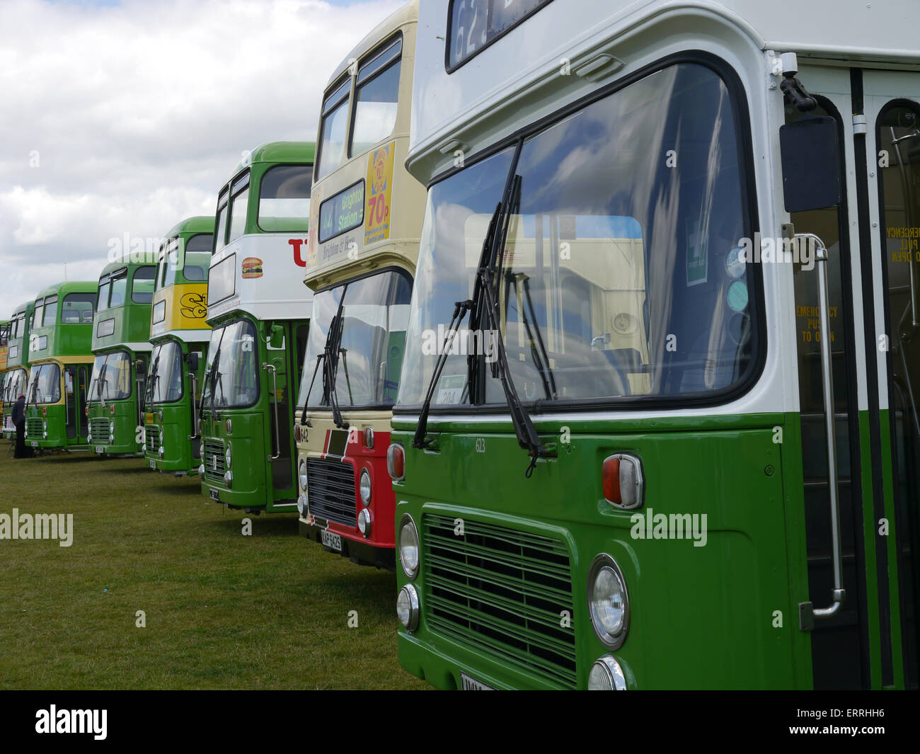 Vintage buses in Southdown livery line up at the Southdown 100 event in ...