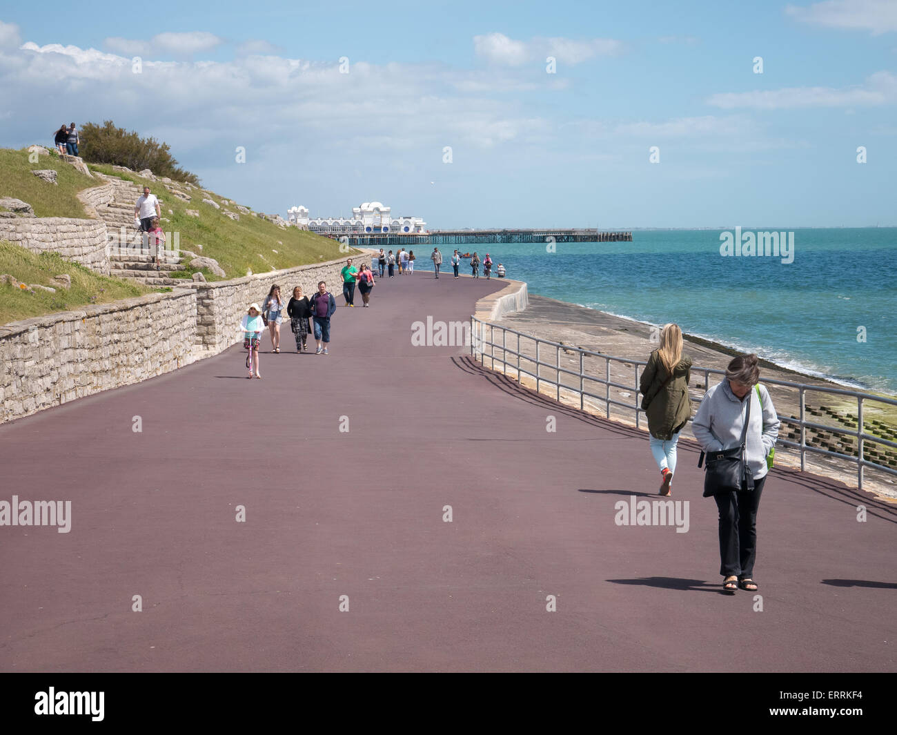 People taking a walk along Southsea seafront, Portsmouth, Hampshire ...