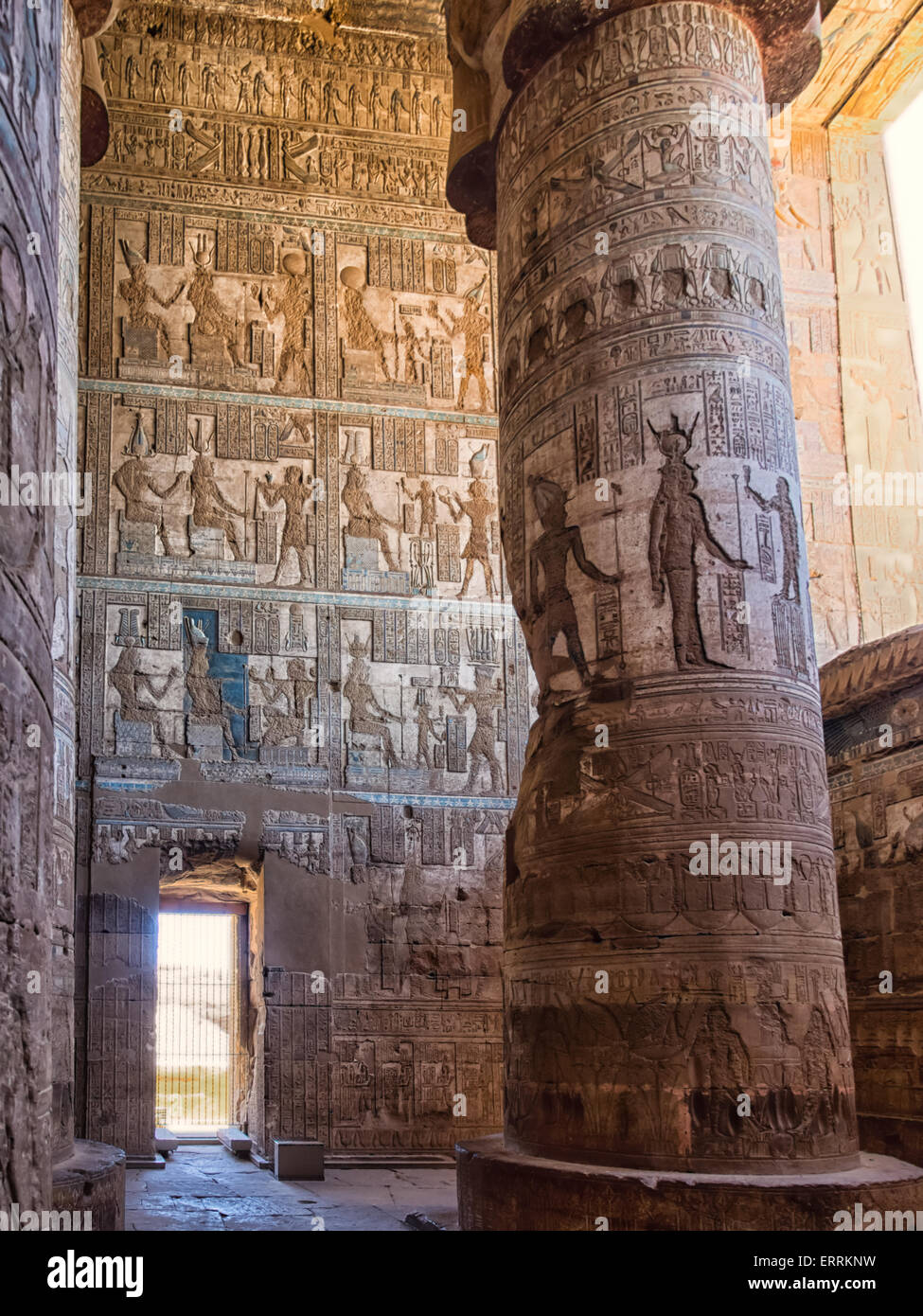 The inside of Hypostyle hall at the temple of hathor at Dendera, Egypt ...