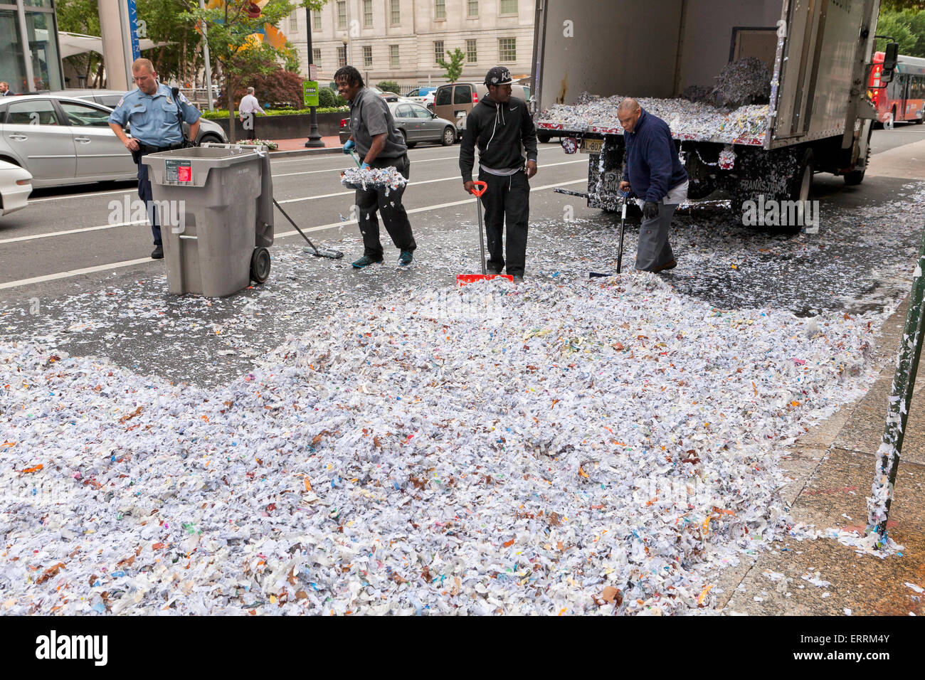 Office paper shredding truck accident - Washington, DC USA Stock Photo ...