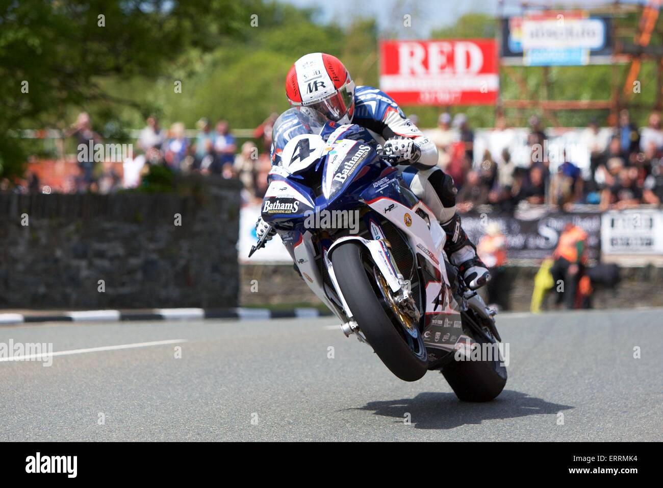 Douglas, Isle of Man. 7th June, 2015. Michael Rutter in action during ...