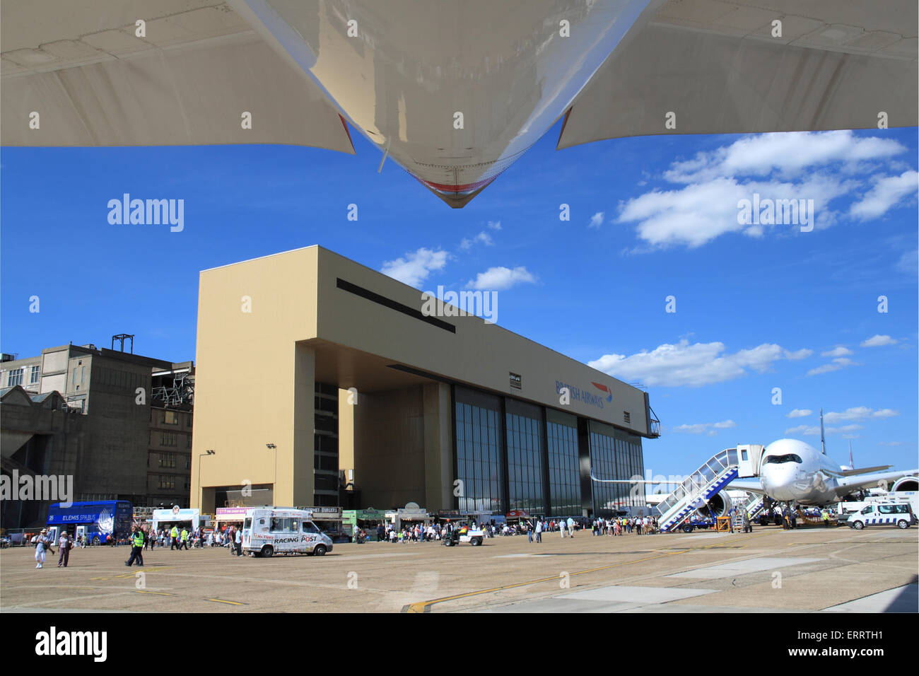 Airbus A350 XWB from under tail of Boeing 787 Dreamliner at the British ...