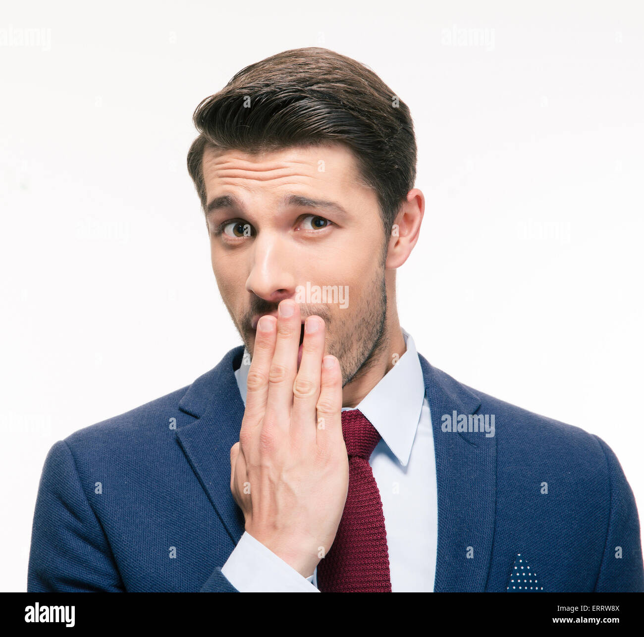 Man suit covering mouth business hi-res stock photography and images ...