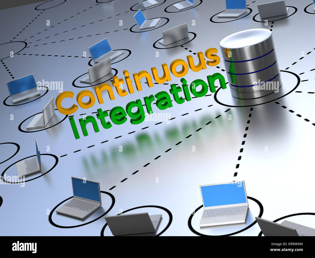 Continuous Integration text shown in the center of an abstract network ...