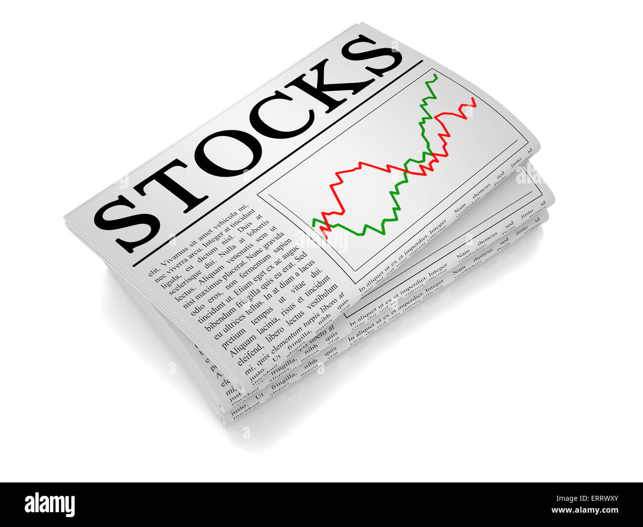A newspaper isolated from white background showing stock, stocks ...