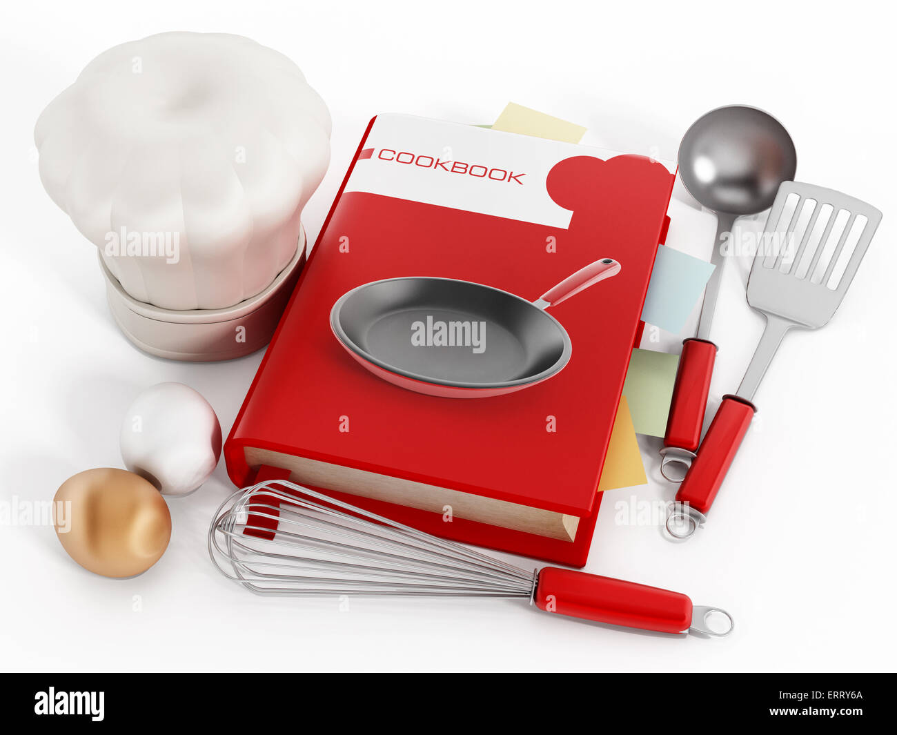 Cookbook and kitchen utensils isolated on white background Stock Photo ...