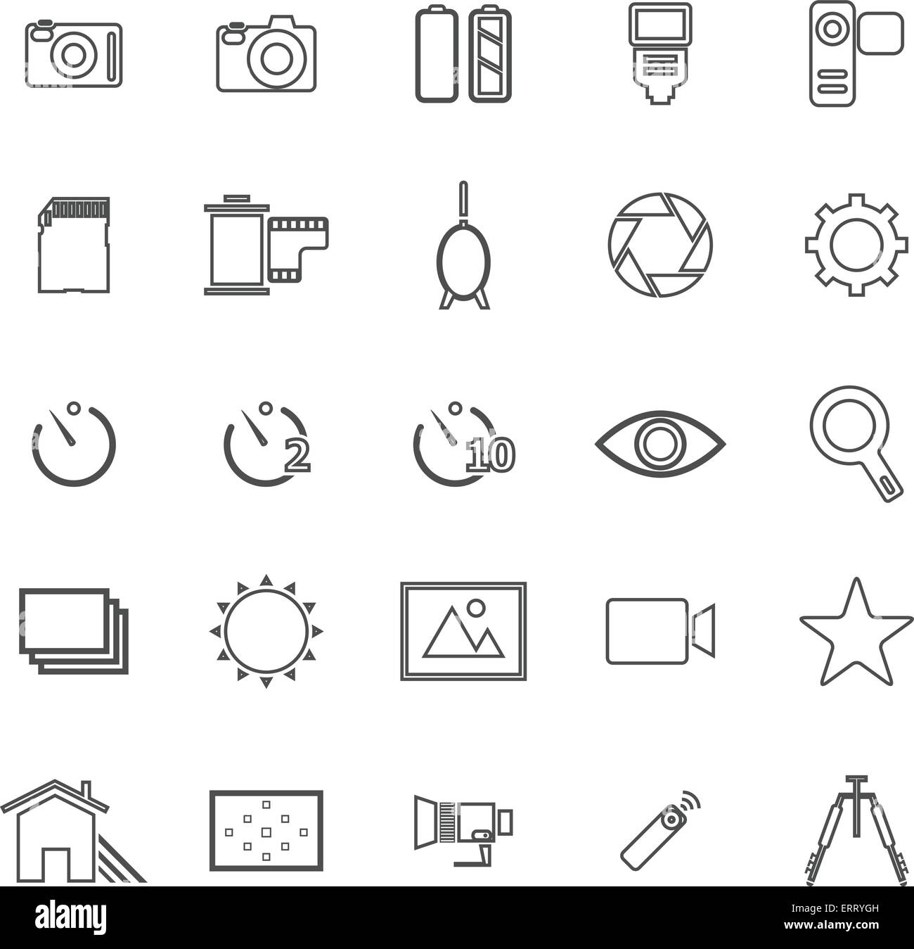 Camera line icons on white background, stock vector Stock Vector Image ...