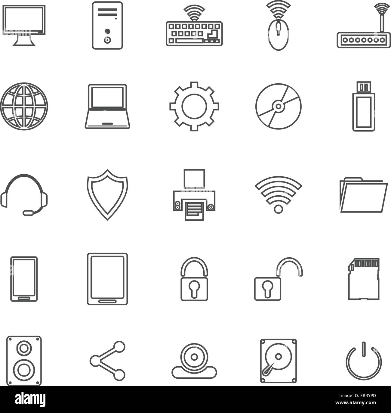 Computer line icons on white background, stock vector Stock Vector ...