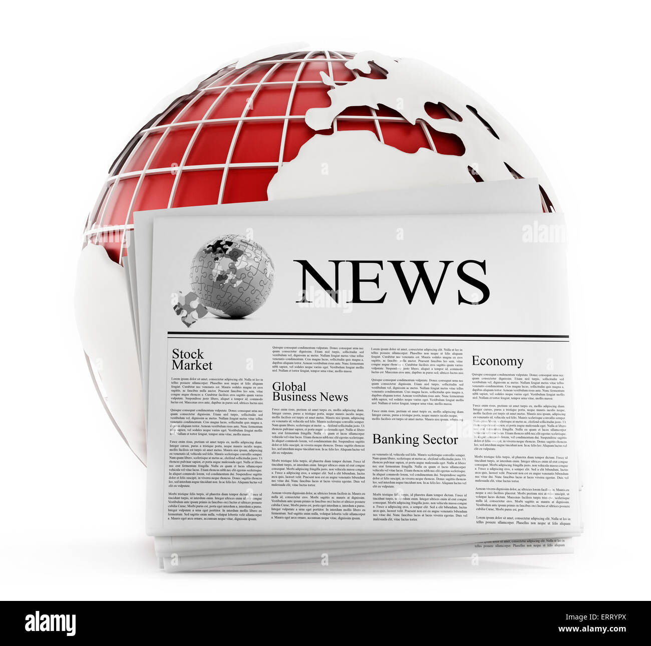 Global newsconcept with globe and generic newspaper Stock Photo - Alamy