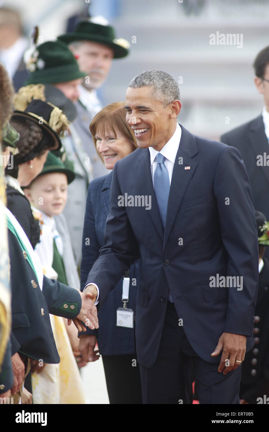 US president Barack Obama is being welcomed while arriving to attend ...