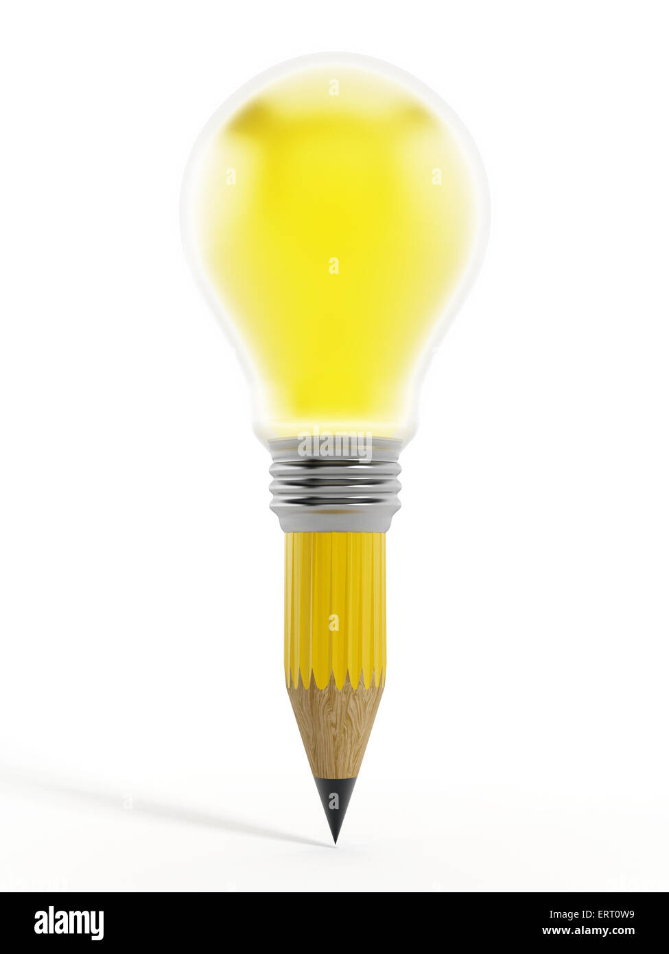 Creative pencil and lit lightbulb Stock Photo - Alamy