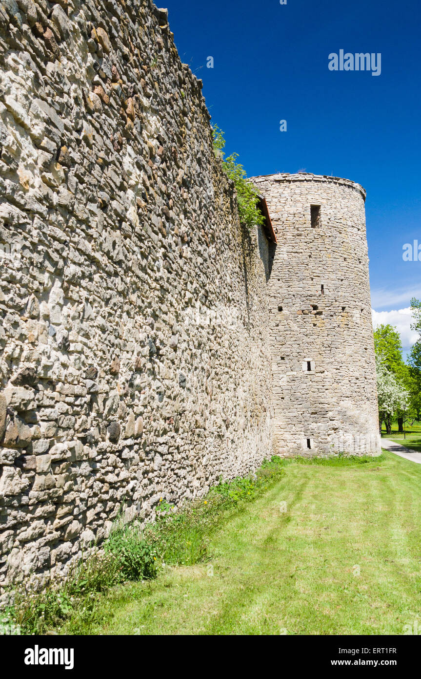 Medieval defensive tower and wall Stock Photo - Alamy