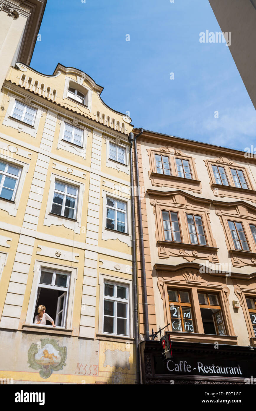 Details of the baroque facades in the streets of Prague,nearby Charles ...