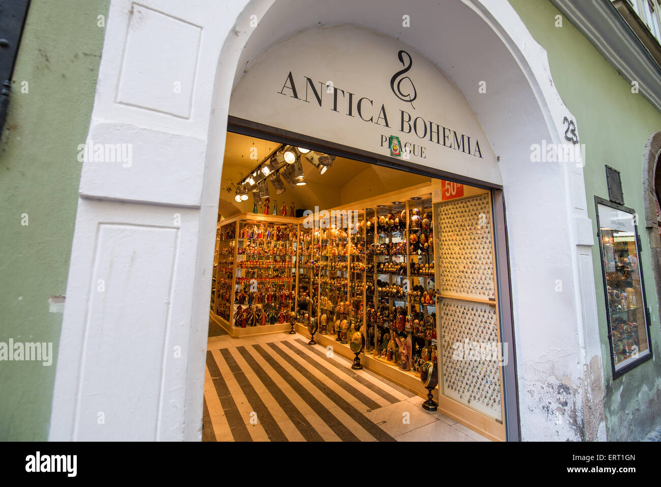 Shops in the streets of Prague,nearby Charles bridge and Karlova street ...