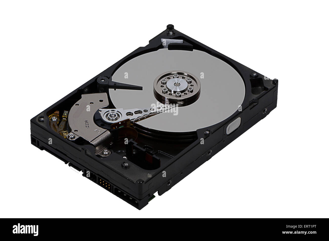 Opened hard disk drive isolated on white background Stock Photo - Alamy