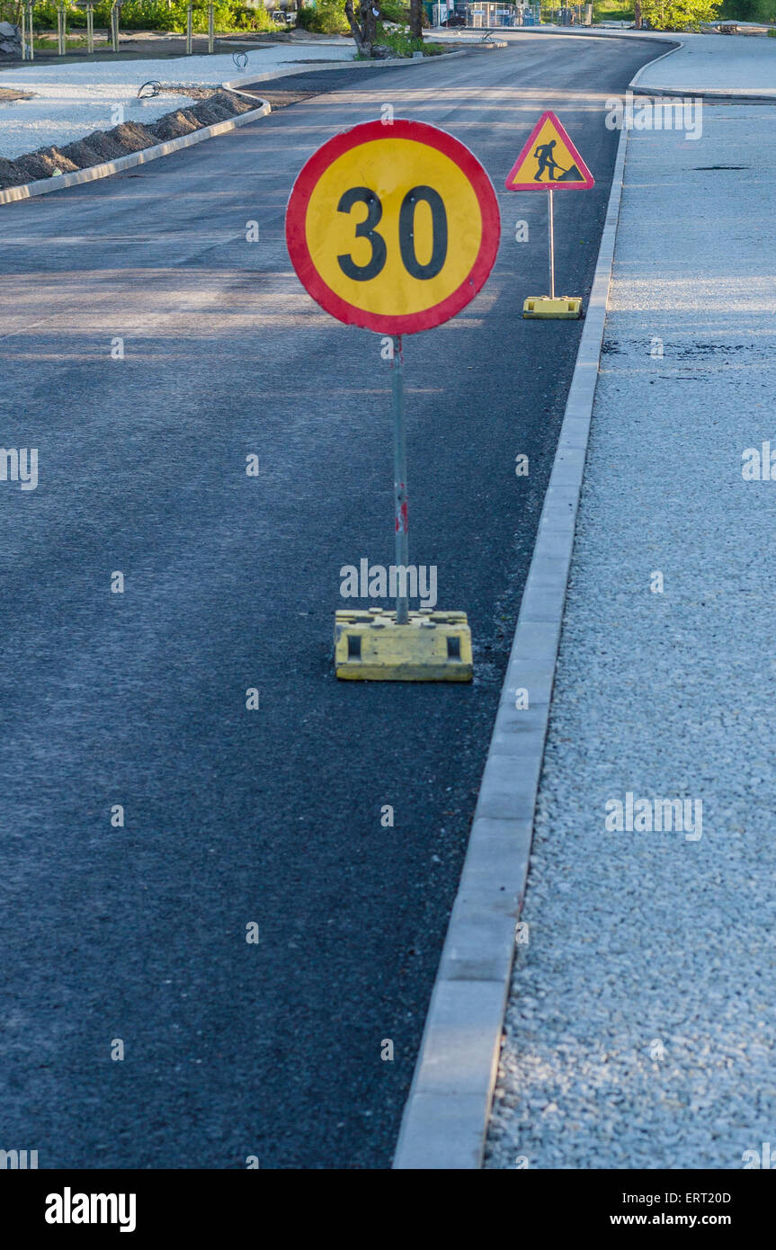 Road work ahead signs Stock Photo - Alamy