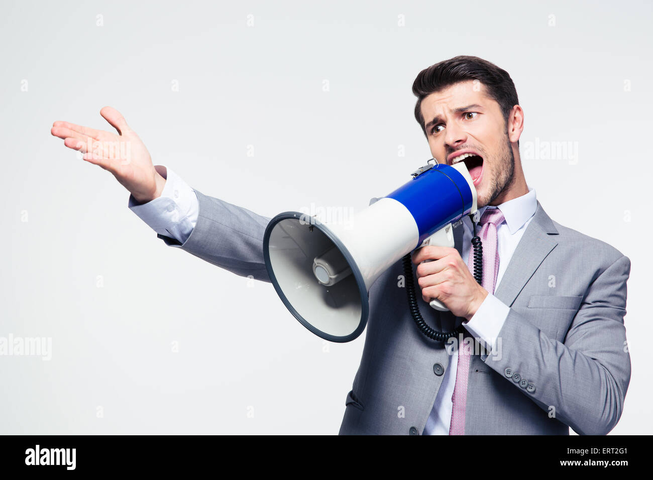Men in suit with loudspeaker hi-res stock photography and images - Alamy