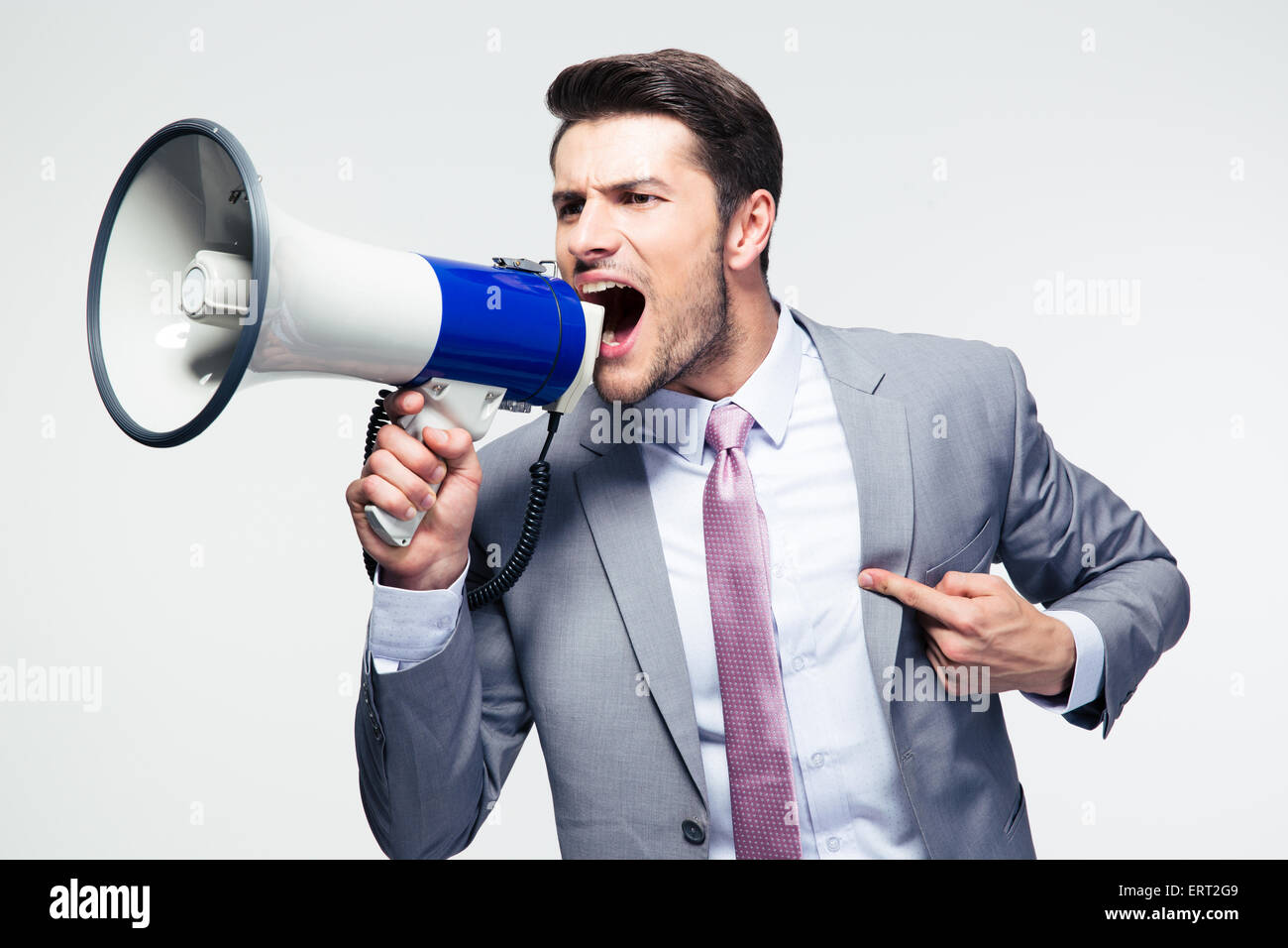 Men in suit with loudspeaker hi-res stock photography and images - Alamy