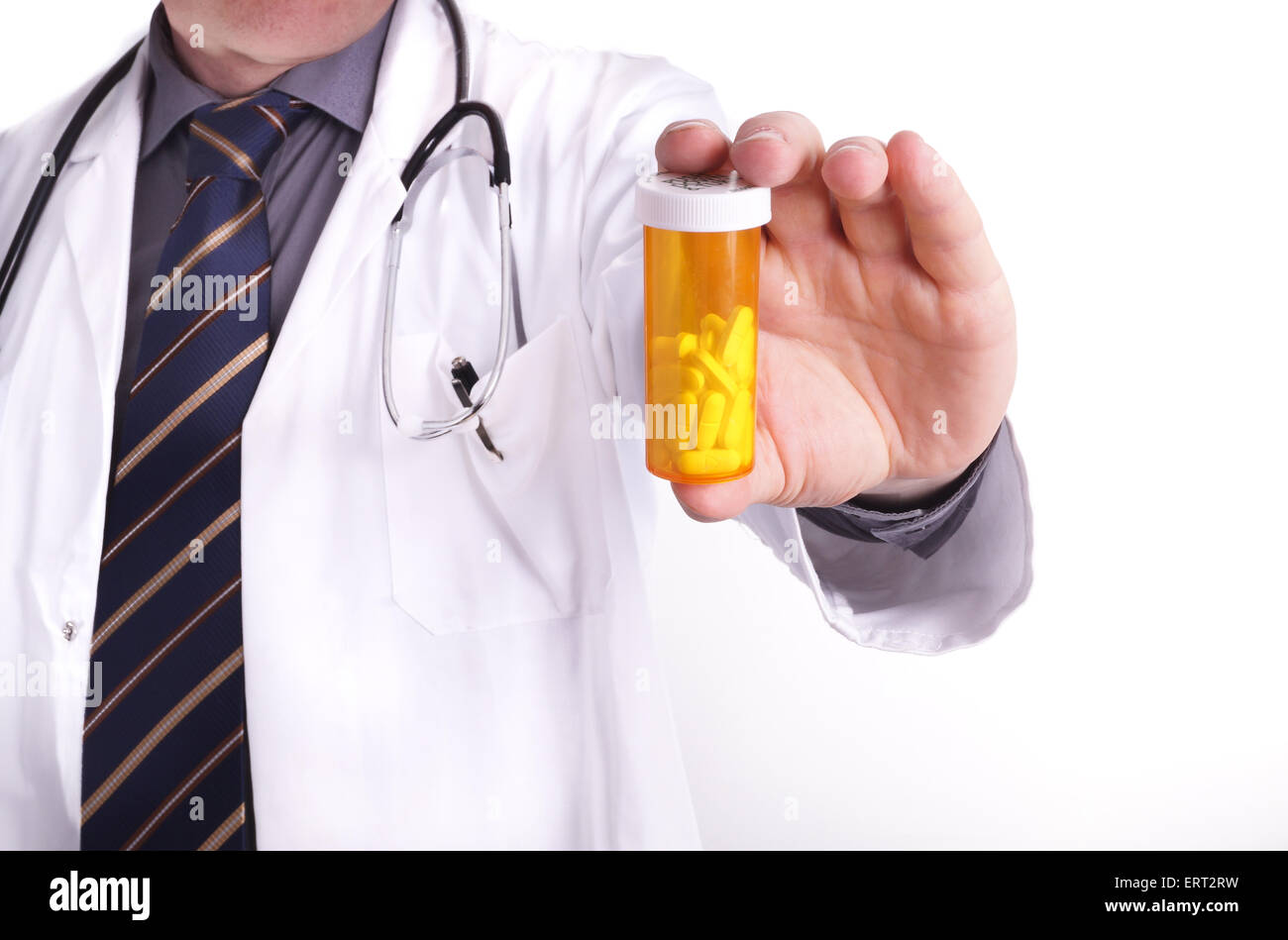 Doctor with Medicin in Hand, Isolated on White Stock Photo - Alamy