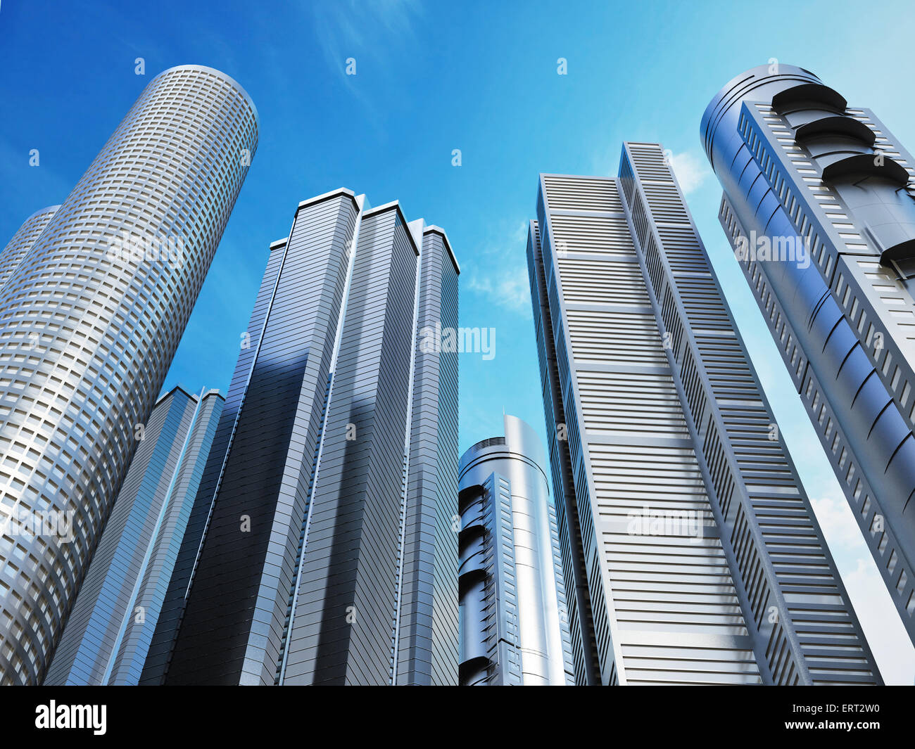 Skyscrapers on blue sky background Stock Photo - Alamy