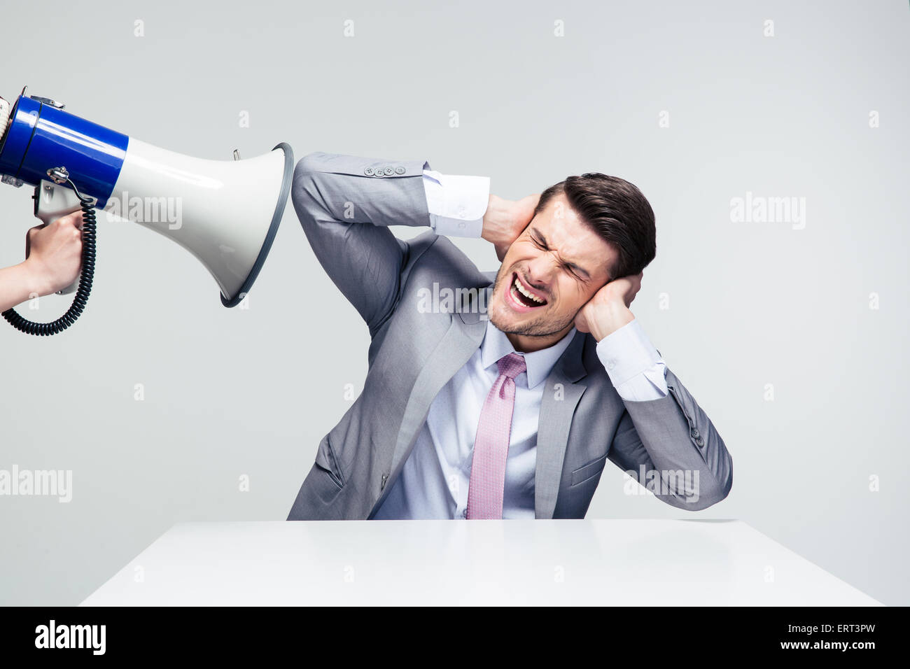 Man holding megaphone ears High Resolution Stock Photography and Images ...