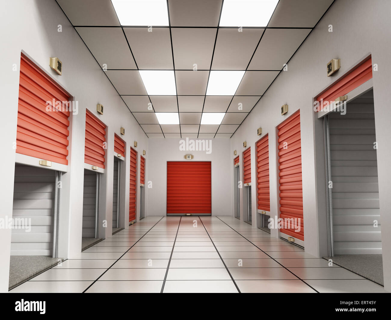 Storage rooms with open, closed and half open doors Stock Photo - Alamy