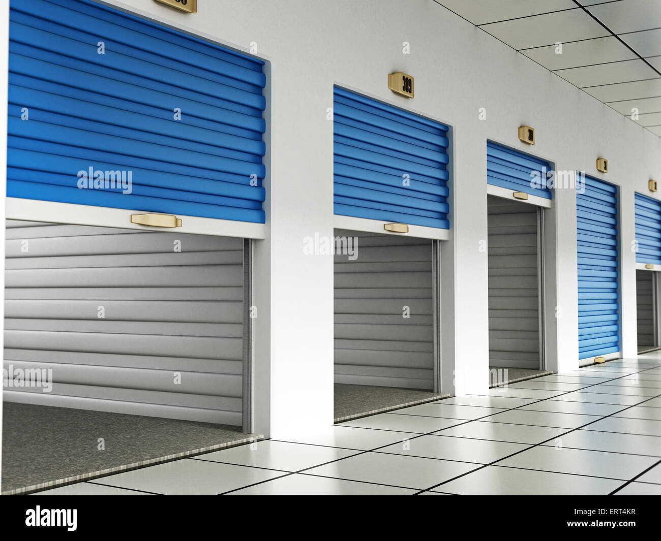 Storage rooms with open, closed and half open doors Stock Photo - Alamy