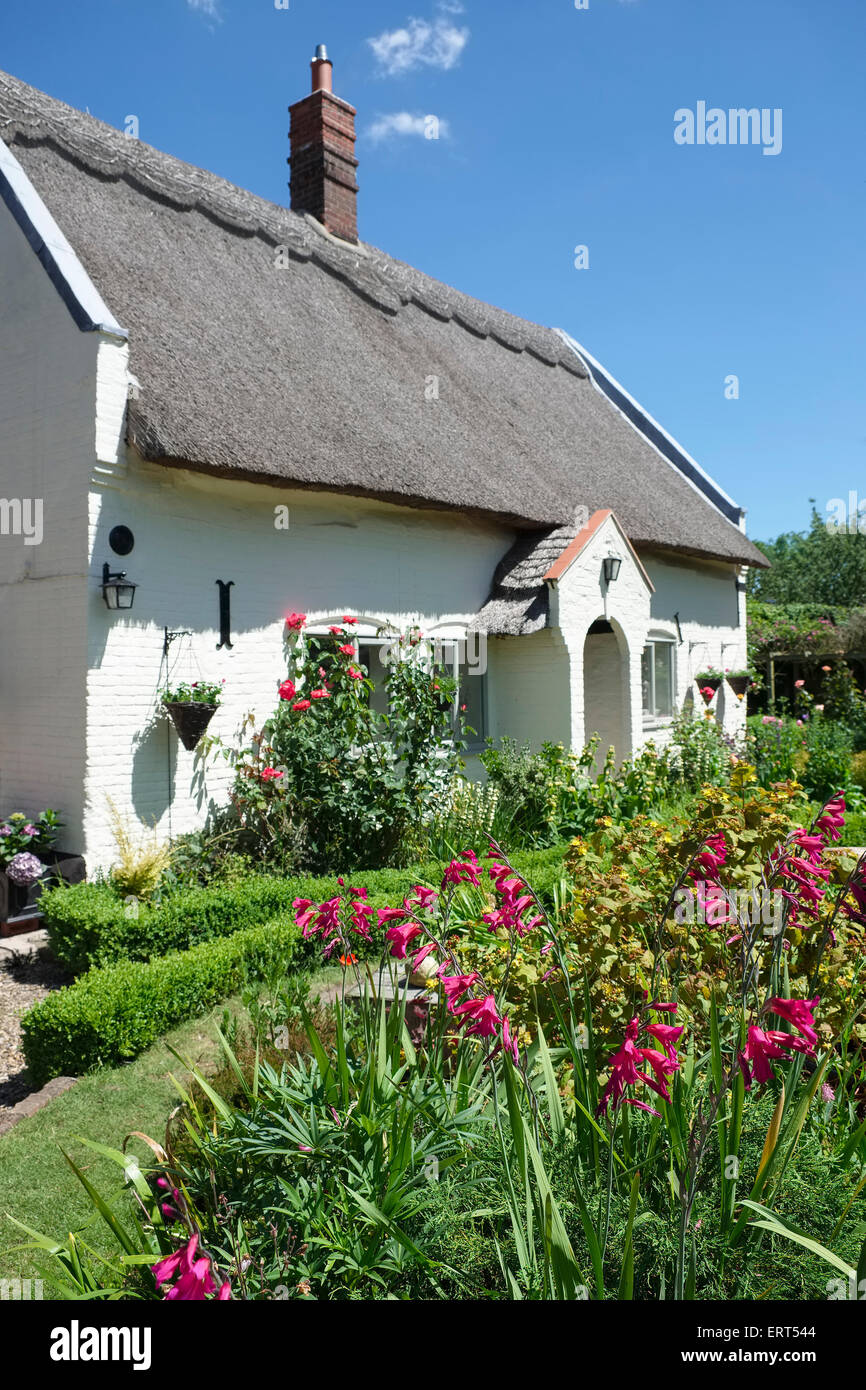 Thatched Country Cottage and Garden Stock Photo - Alamy