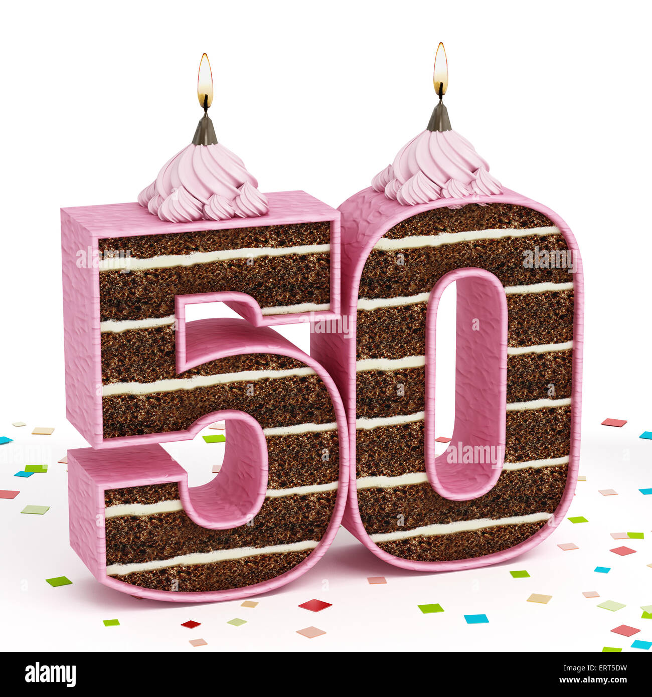 Number 50 cake with lit candles Stock Photo - Alamy