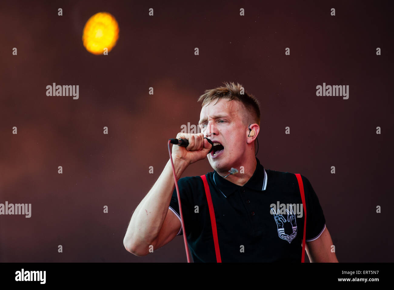 The singer of German band 'Kraftklub' Felix Brummer performs at Rock im ...