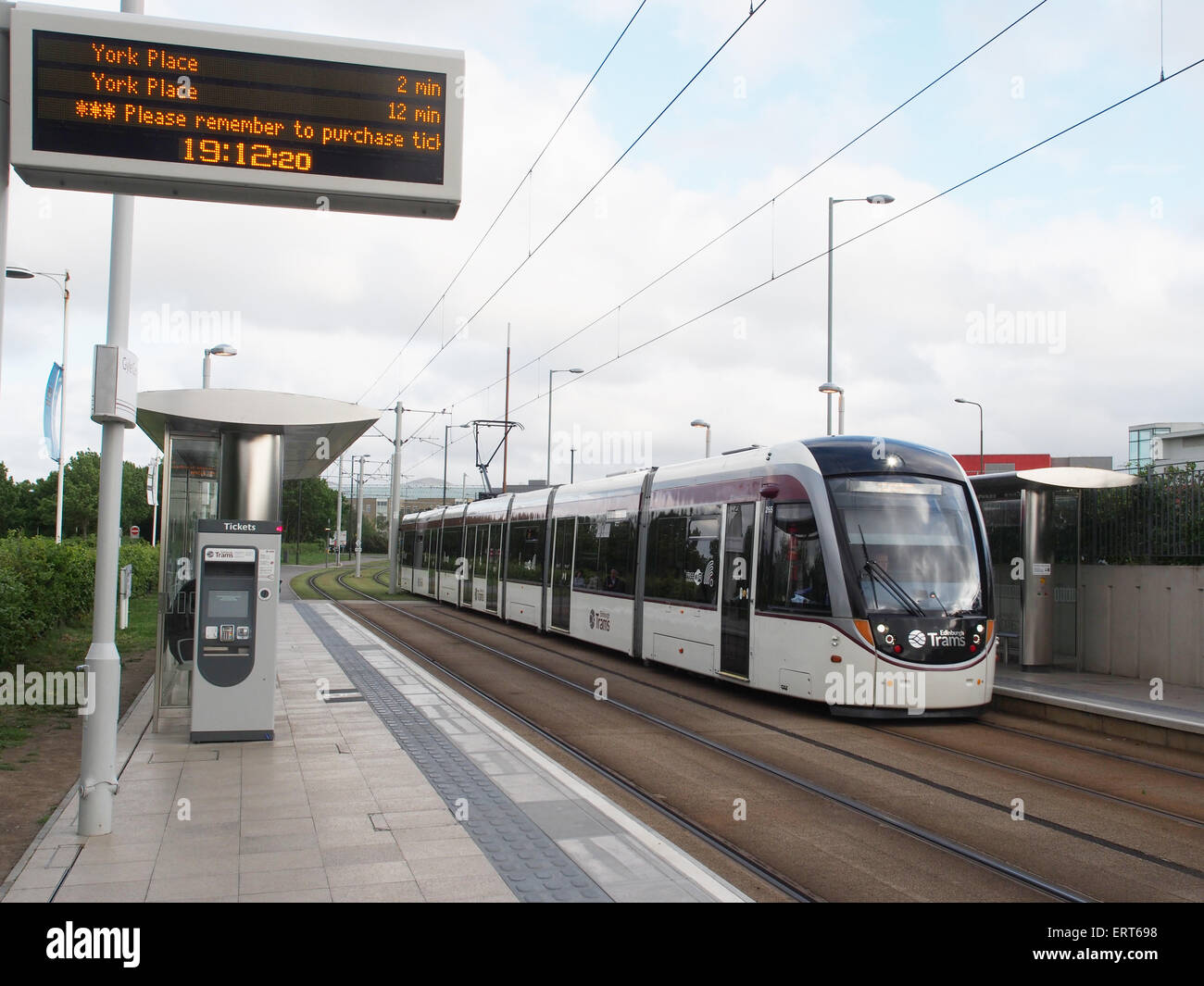 New Edinburgh tram at South Gyle station, Edinburgh, Scotland Stock ...