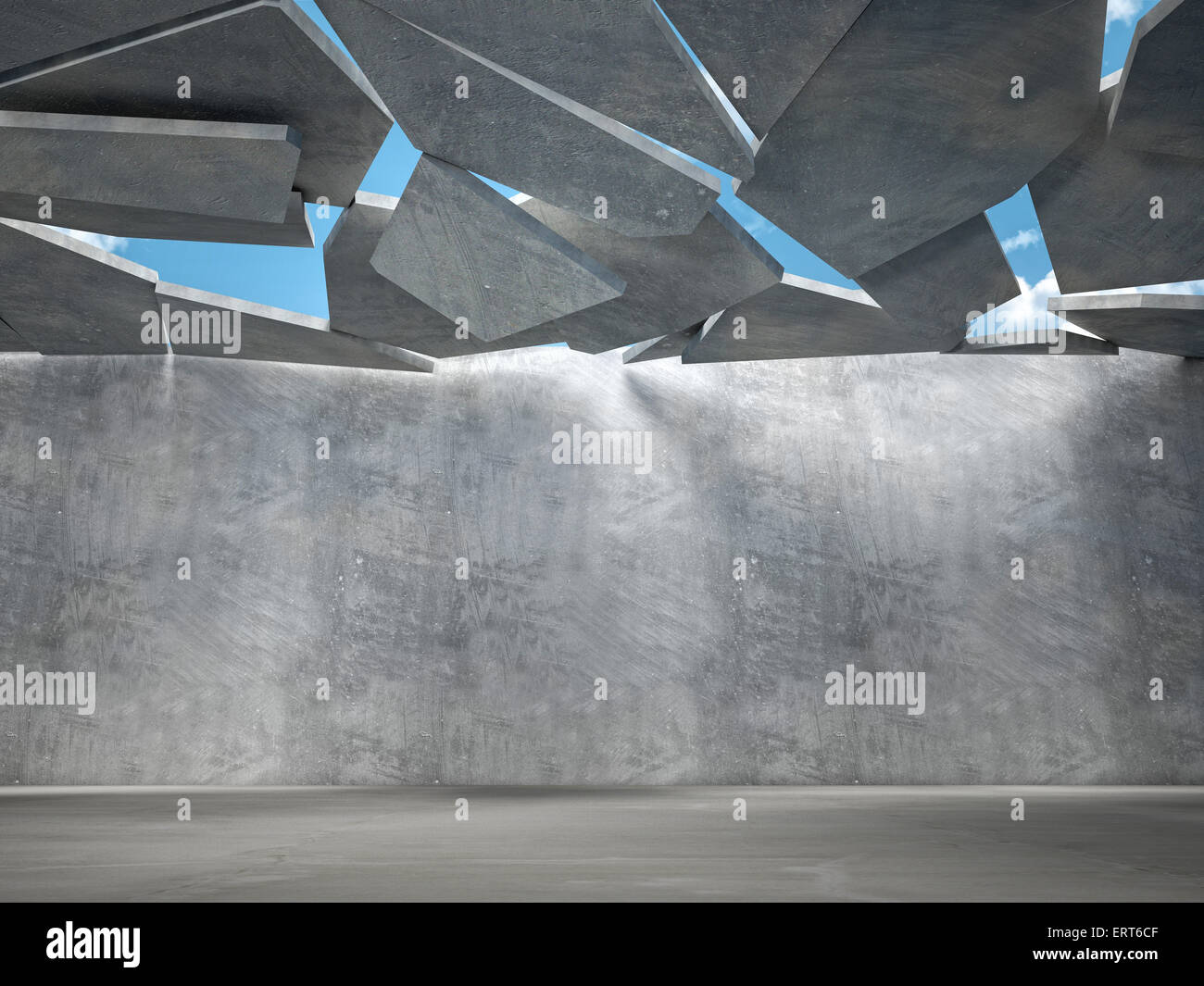 3d image of concrete falling roof Stock Photo - Alamy
