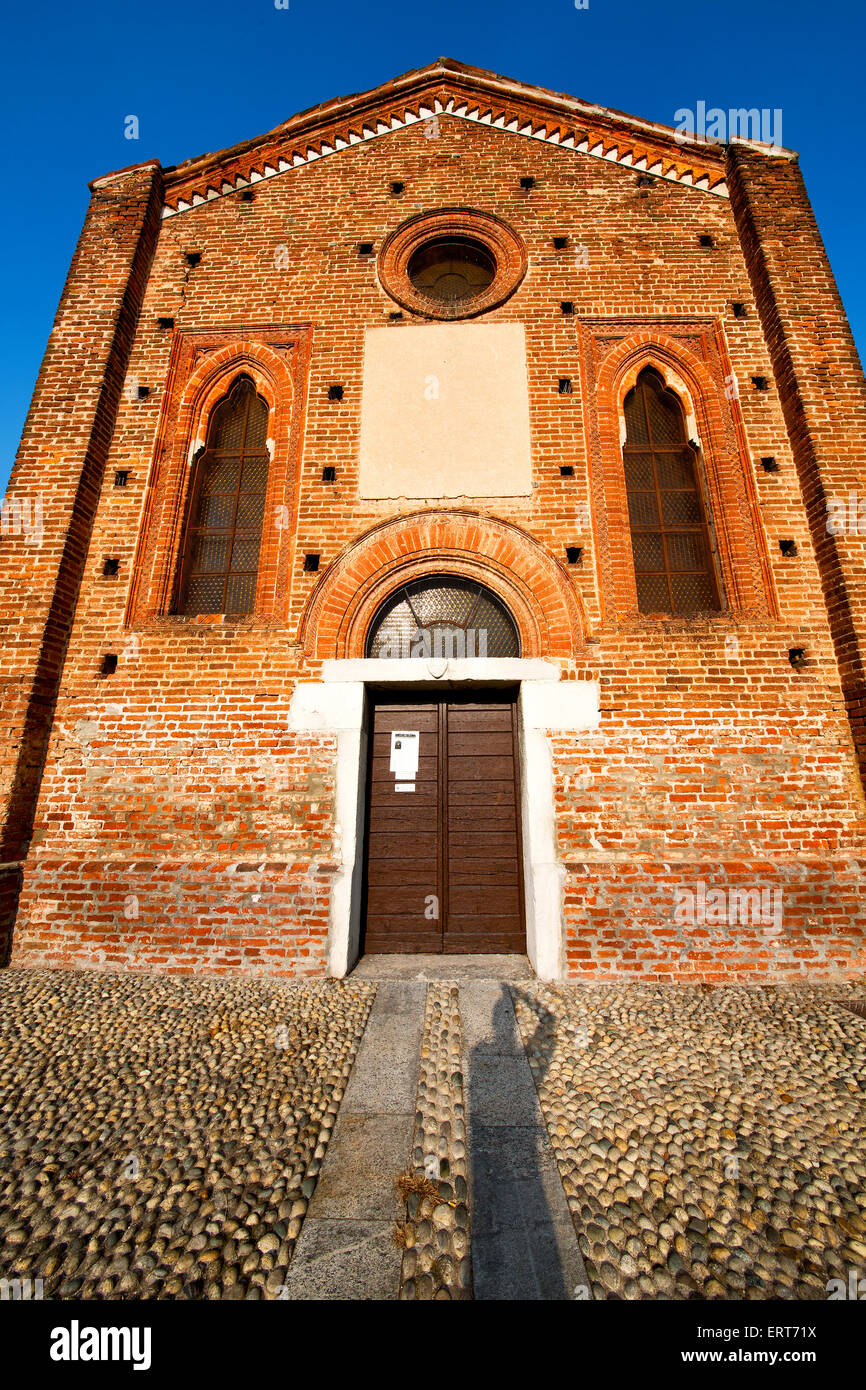 church in the parabiago closed brick tower sidewalk italy lombardy old ...
