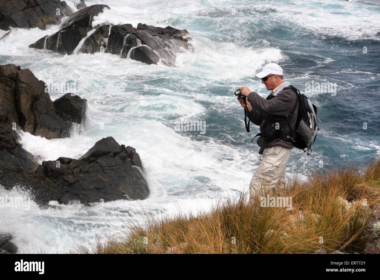 Bushwalker at West Bay. Flinders Chase National Park, Kangaroo Island ...