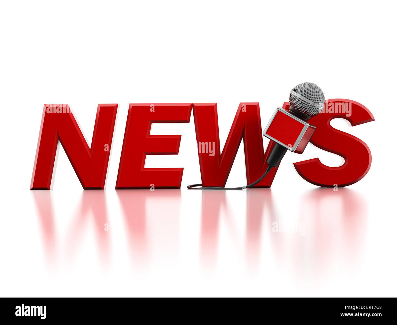 Microphone connected to News text Stock Photo - Alamy