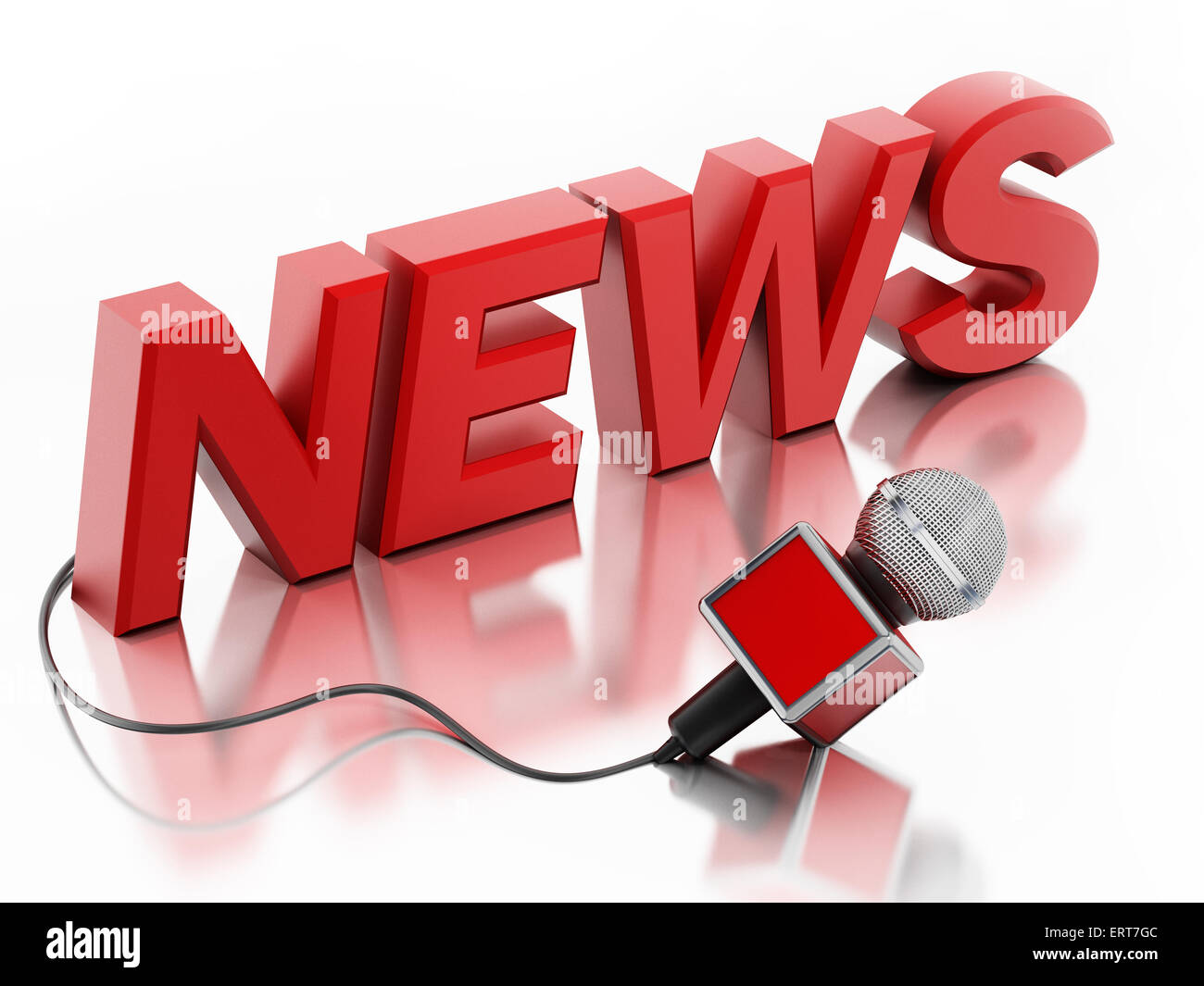 Microphone connected to News text Stock Photo - Alamy