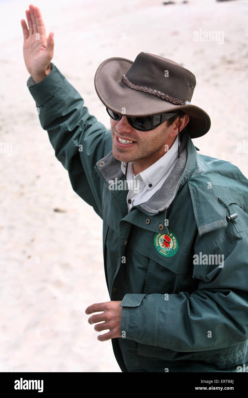 Ranger during a guided tour of a Seal colony on Kangaroo Island, South ...